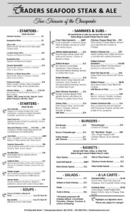 Menu - Traders Seafood Steak and Ale