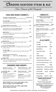 Menu - Traders Seafood Steak and Ale